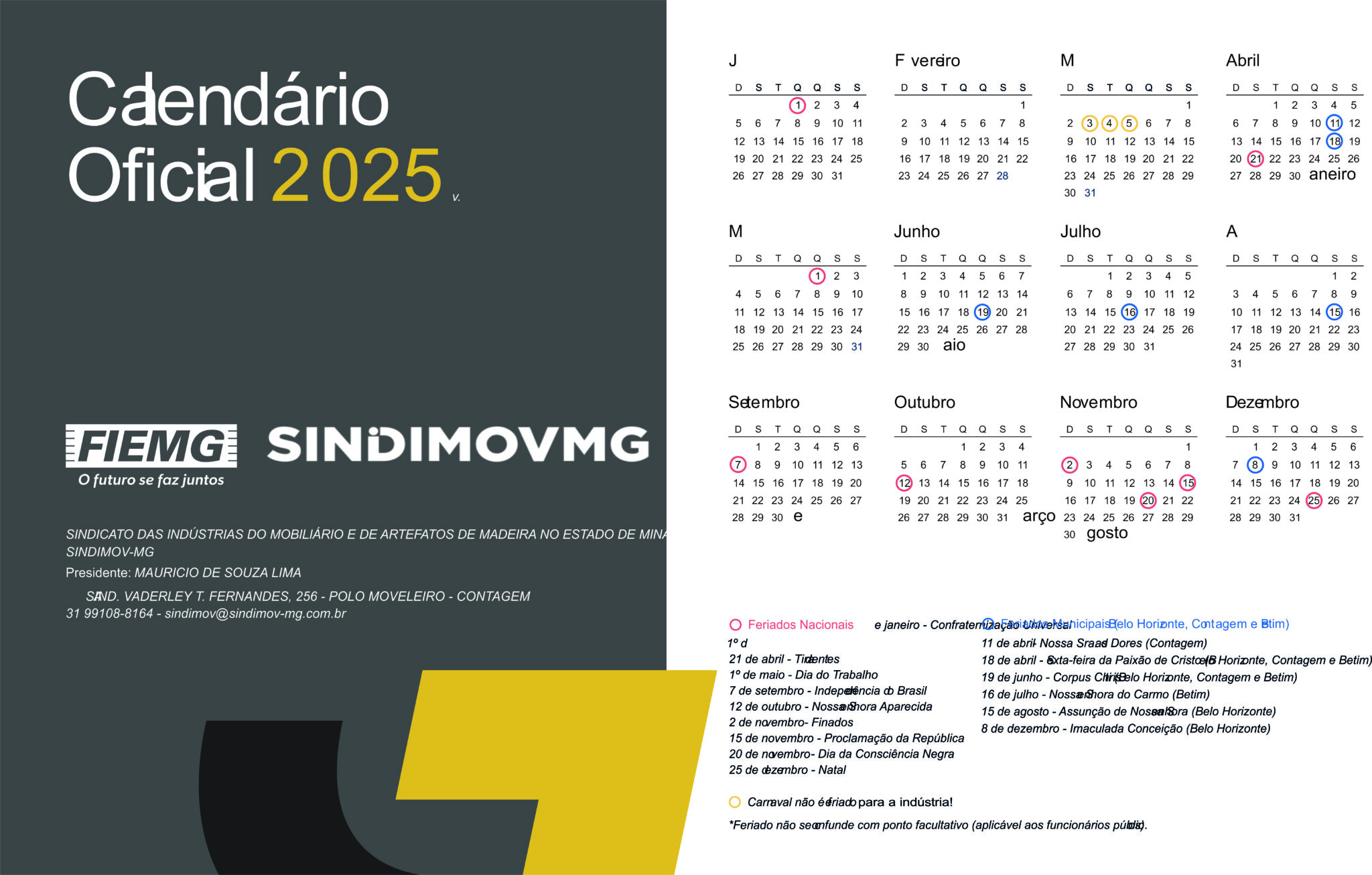 Calendário da Indústria 2025 – SINDIMOV-MG